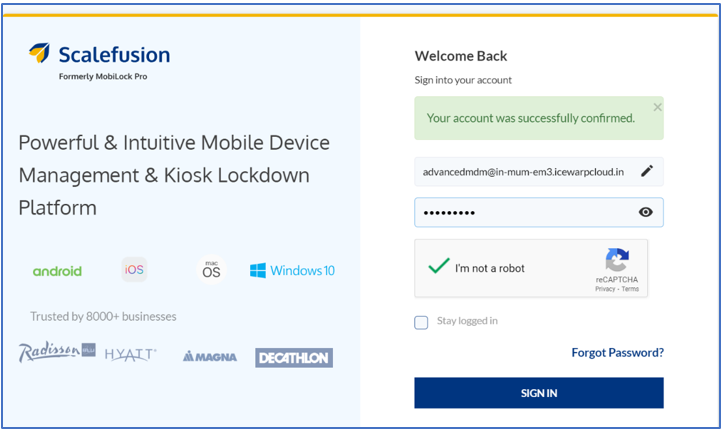 Steps to configure Scalefusion - Advanced MDM – IceWarp India & Middle ...